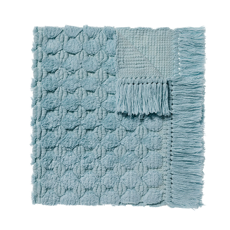 Nola Fringed Bath Mat Ocean | Adairs