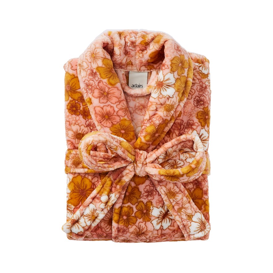 Printed Ultra Soft Mustard Sunset Bloom Bathrobe | Adairs