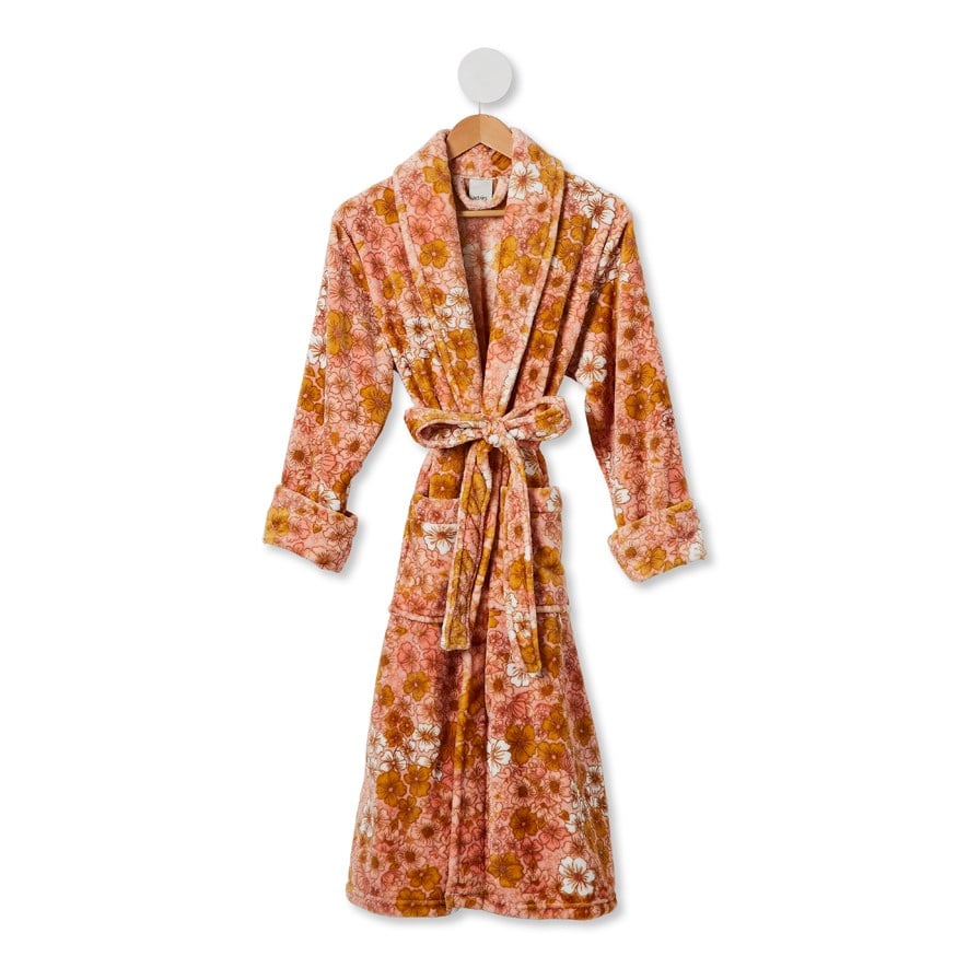 Printed Ultra Soft Mustard Sunset Bloom Bathrobe | Adairs