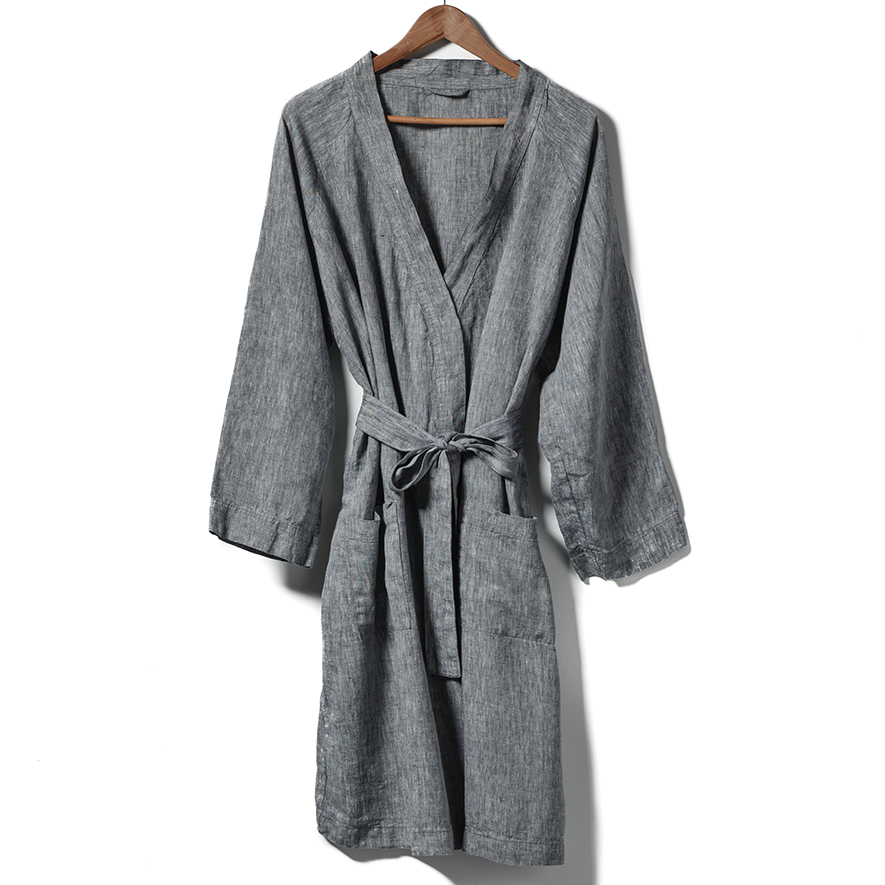 Vintage Washed Indigo Linen Robe | Adairs