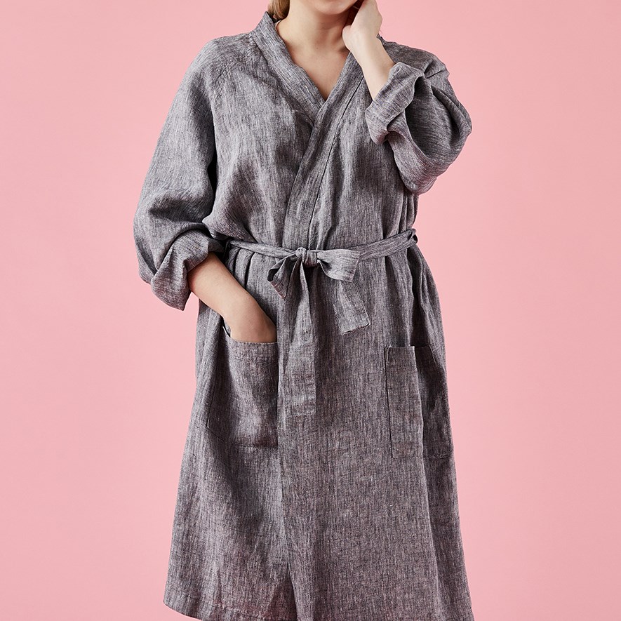 Vintage Washed Indigo Linen Robe | Adairs