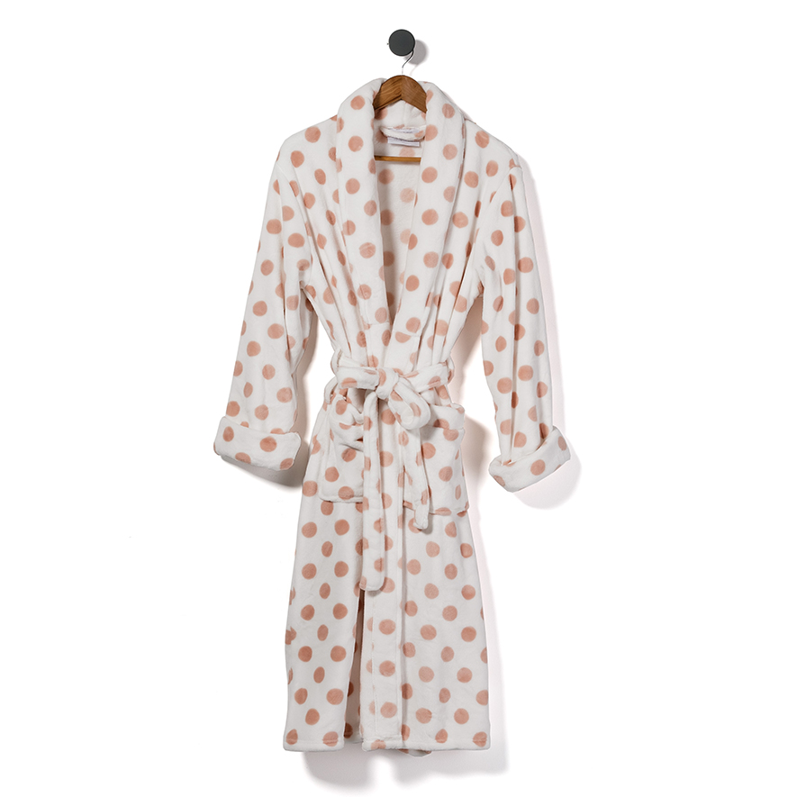 Ultra Soft Bathrobe Regular Polka Dot Rose | Adairs