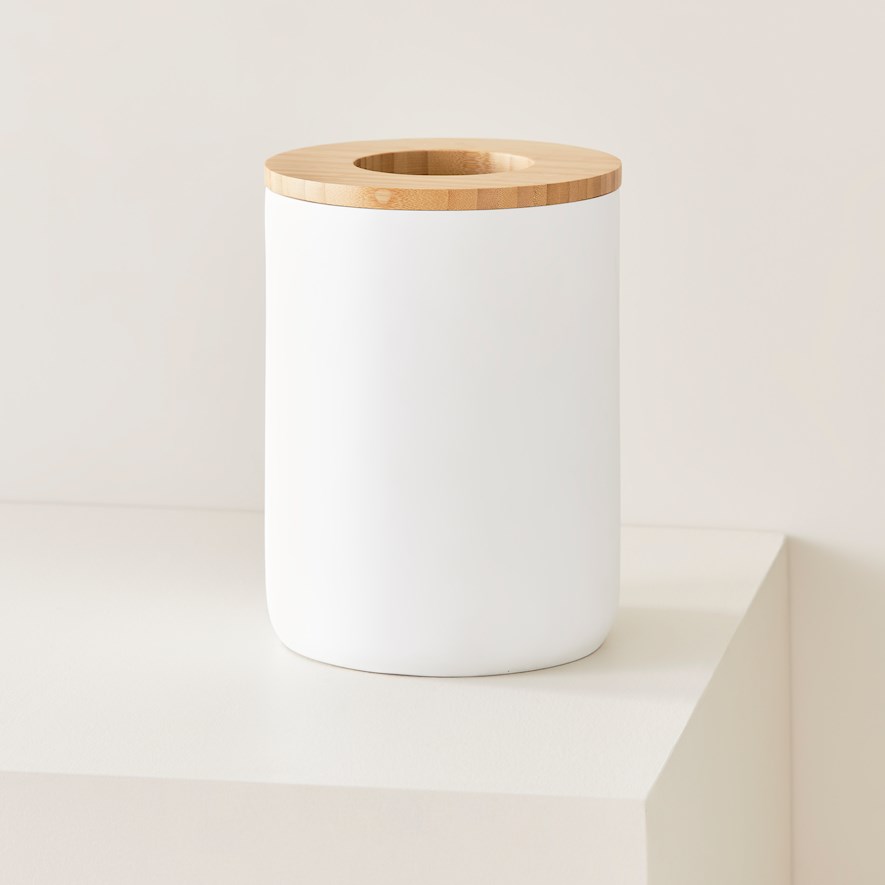 Clayton White Bathroom Bin | Adairs