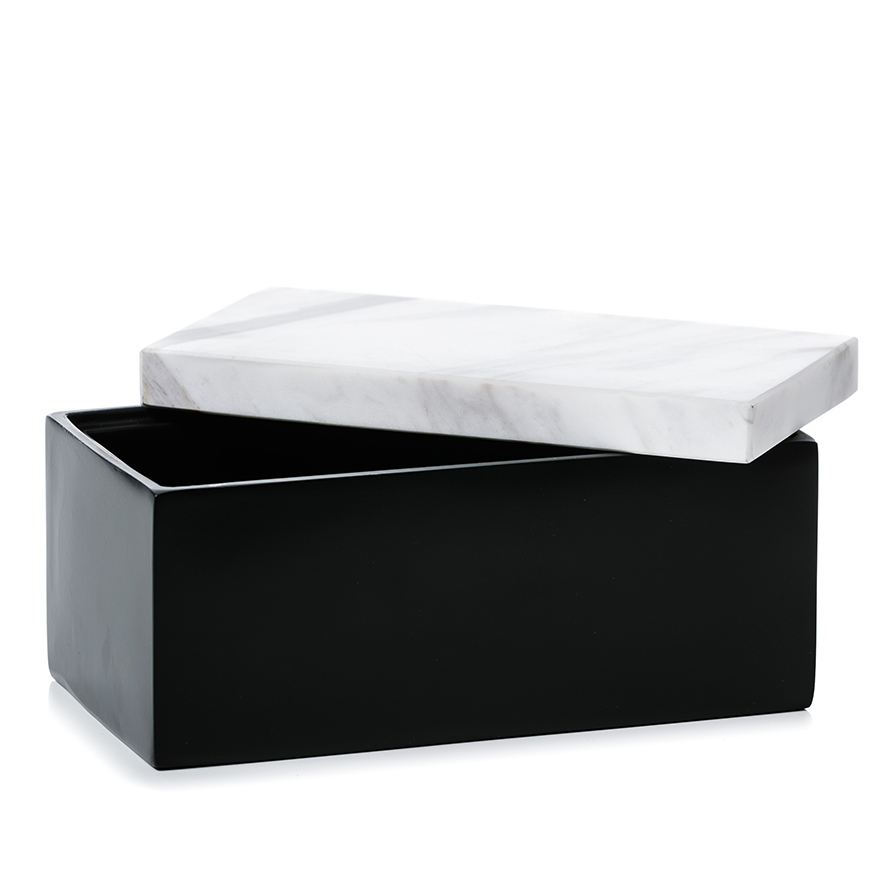 Eastside Rectangular Canister in Black & Marble | Adairs