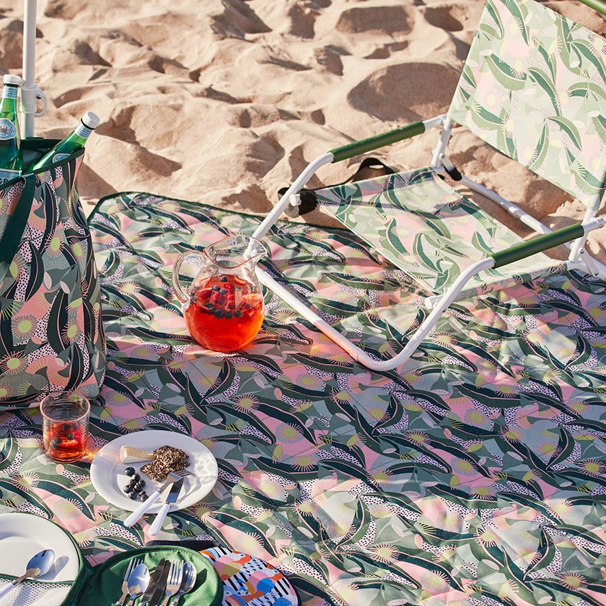 Native Floral Greens Large Picnic Rug | Adairs