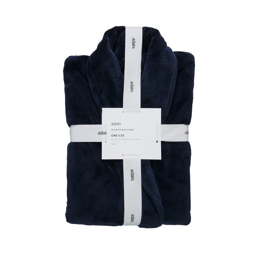 Navy Microfibre Robe | Adairs