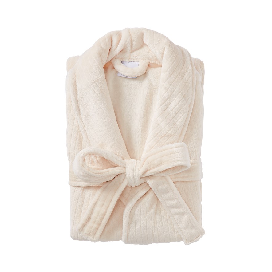 Soft Ivory Ribbed Robe | Adairs