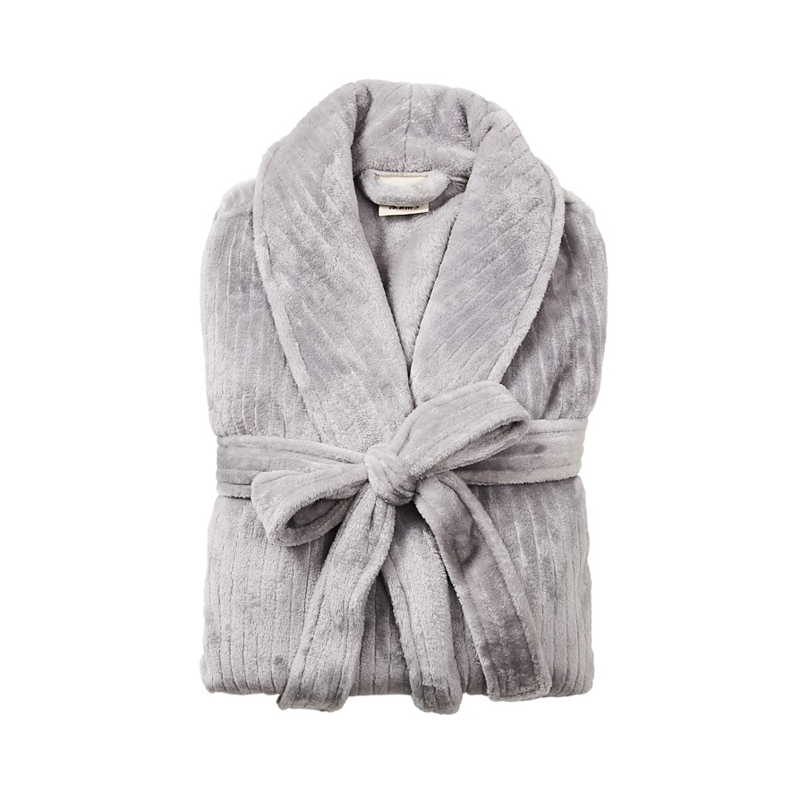 Soft Ribbed Moonrock Grey Bathrobe | Adairs