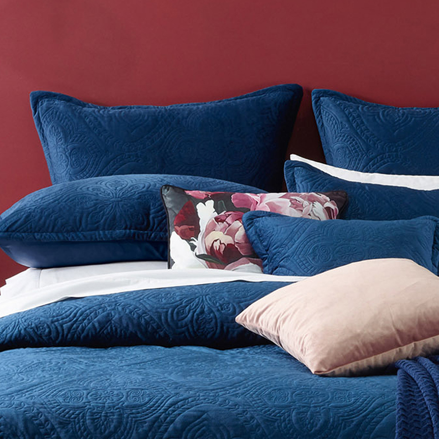 Dynasty Coverlet Set Navy Blue | Adairs