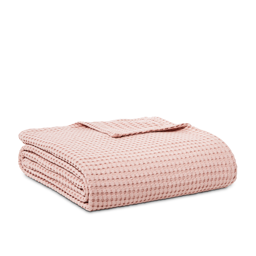 European Turkish Cotton Waffle Blanket Rose | Adairs