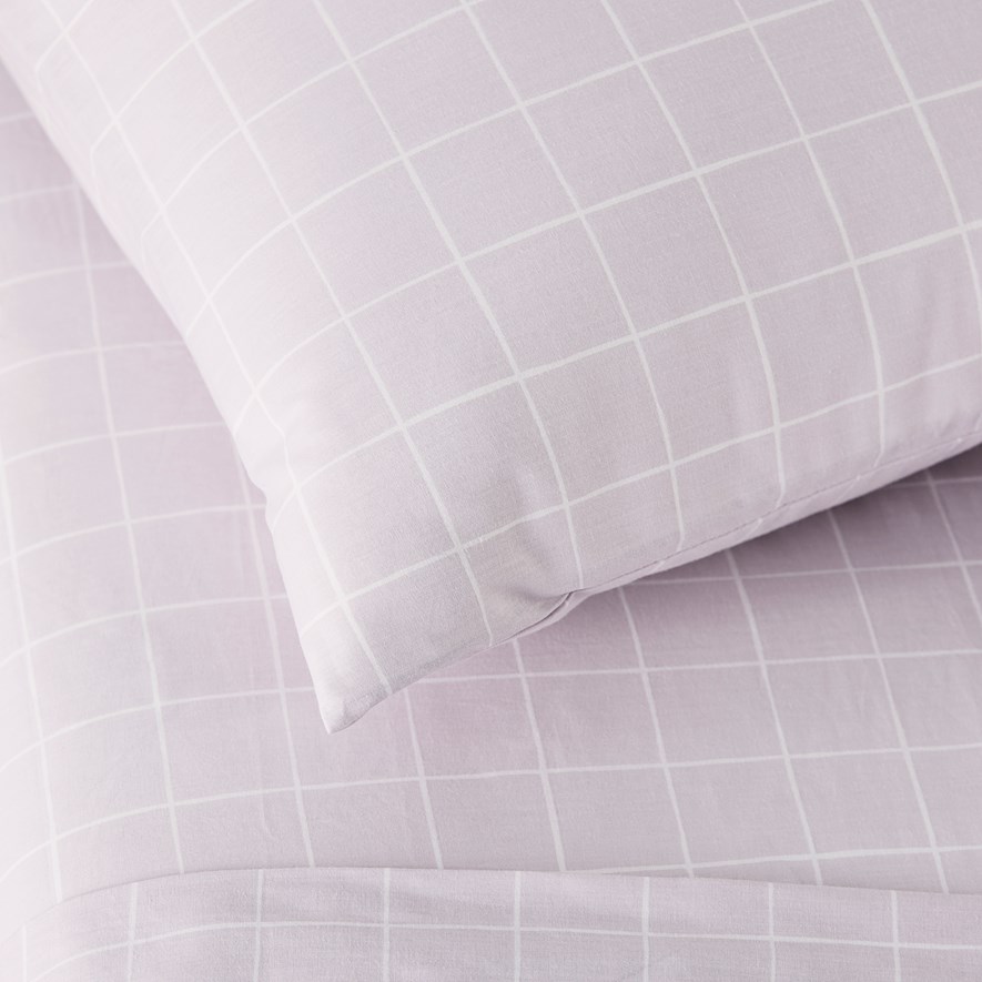 Perfect Cotton Percale Pink Grid Sheet Set | Adairs