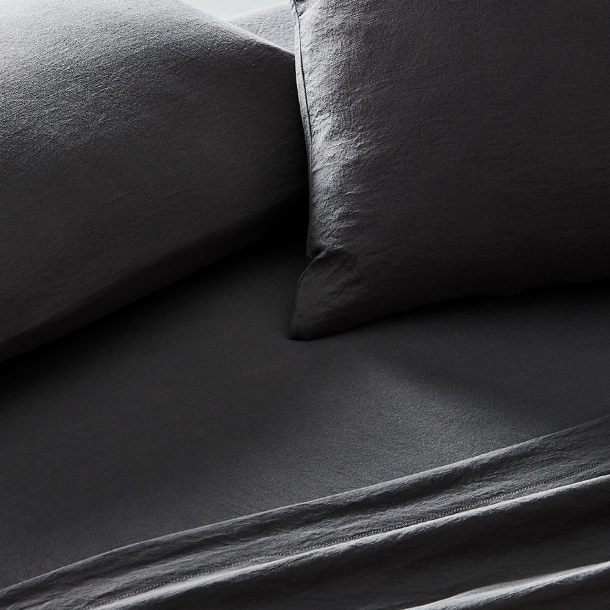 Microplush Coal Sheet Set | Adairs