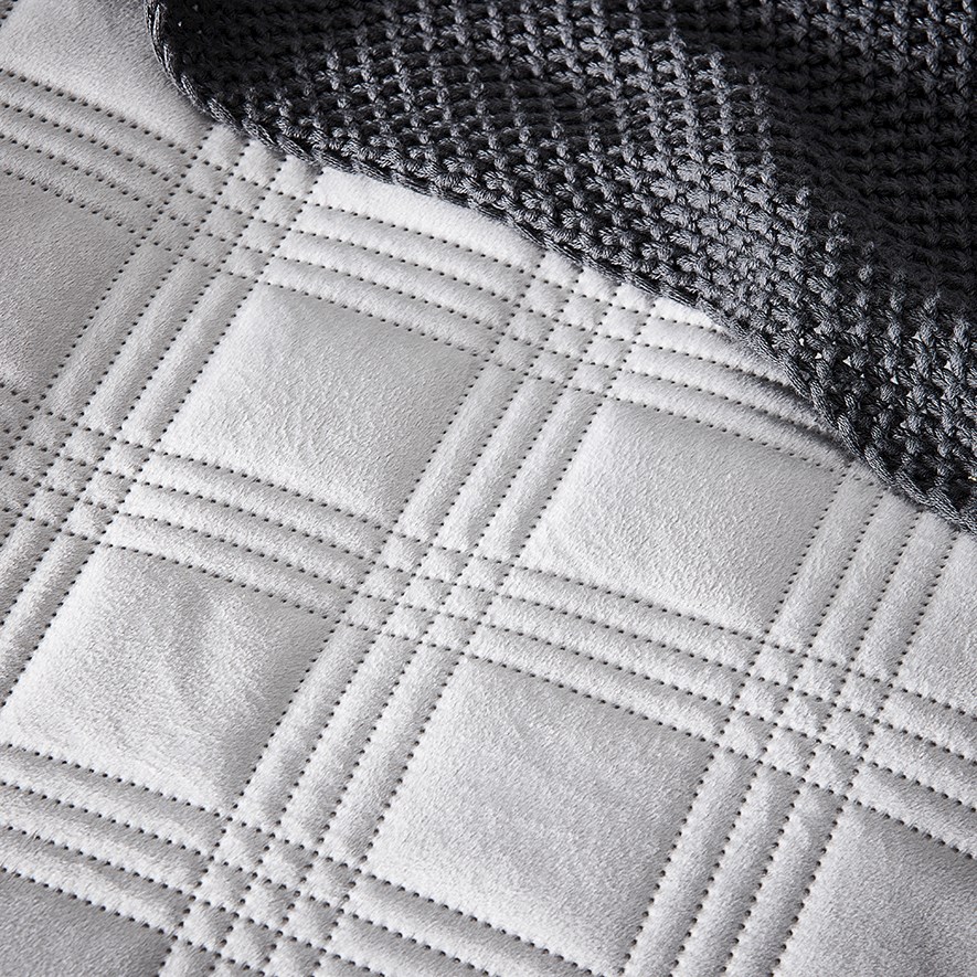 Adele Quilted Velvet Silver Quilt Cover Set | Adairs