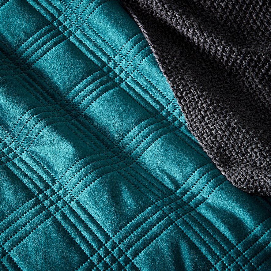 Adele Quilted Velvet Teal Quilt Cover Set | Adairs