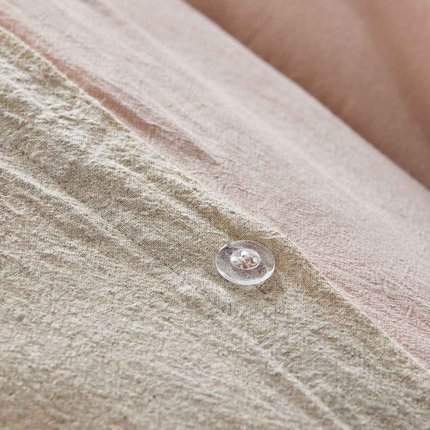 Olsen Linen Cotton Natural & Pink Quilt Cover Set | Adairs