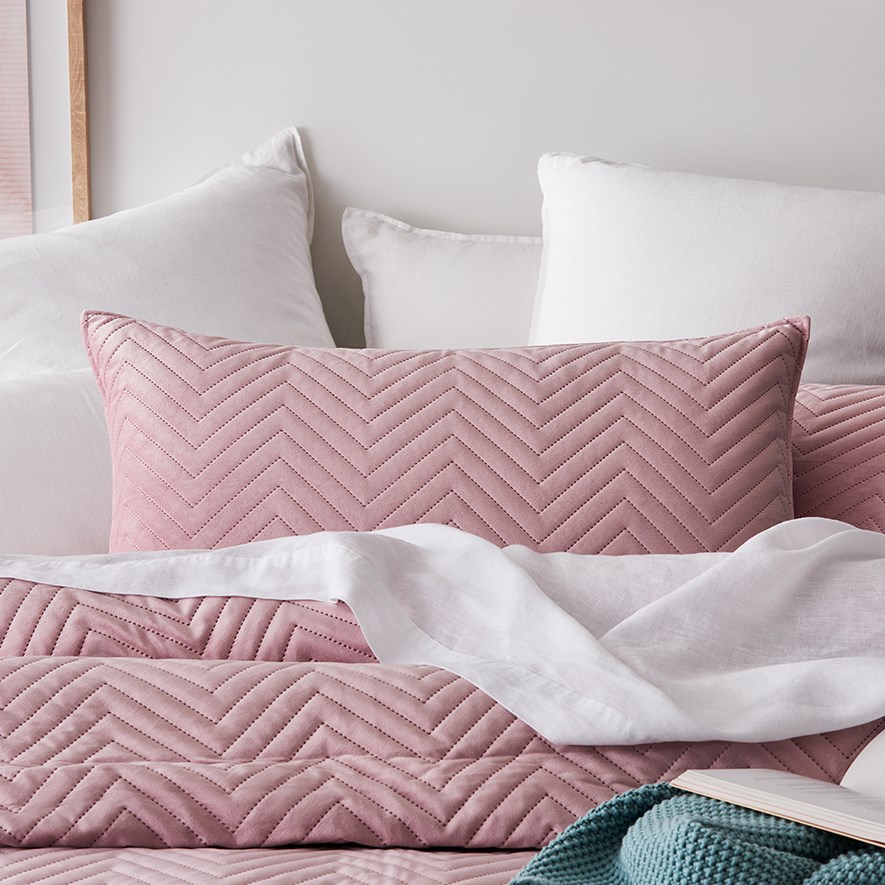 Lee Quilted Velvet Pink Quilt Cover Set | Adairs