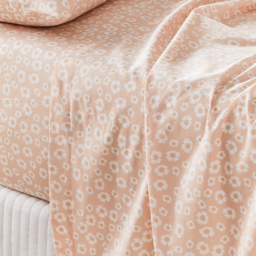 Perfect Cotton Percale Clay Cosmos Sheet Set | Adairs