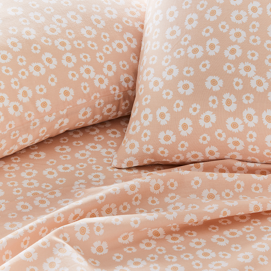 Perfect Cotton Percale Clay Cosmos Sheet Set | Adairs