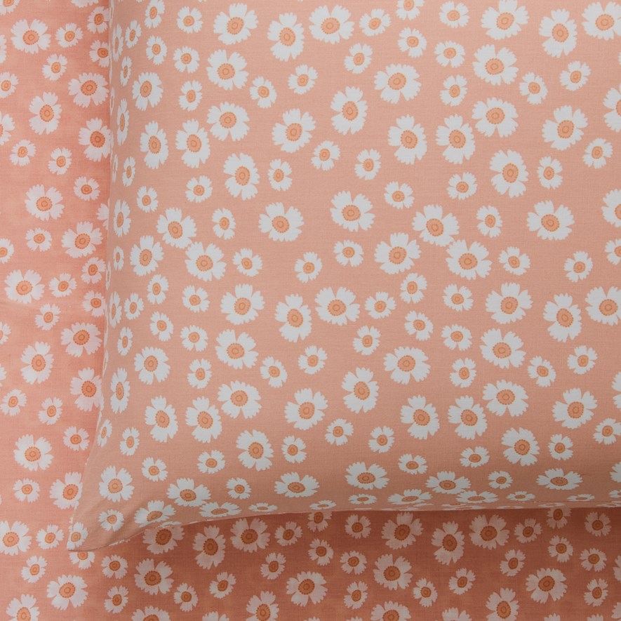 Perfect Cotton Percale Clay Cosmos Sheet Set | Adairs