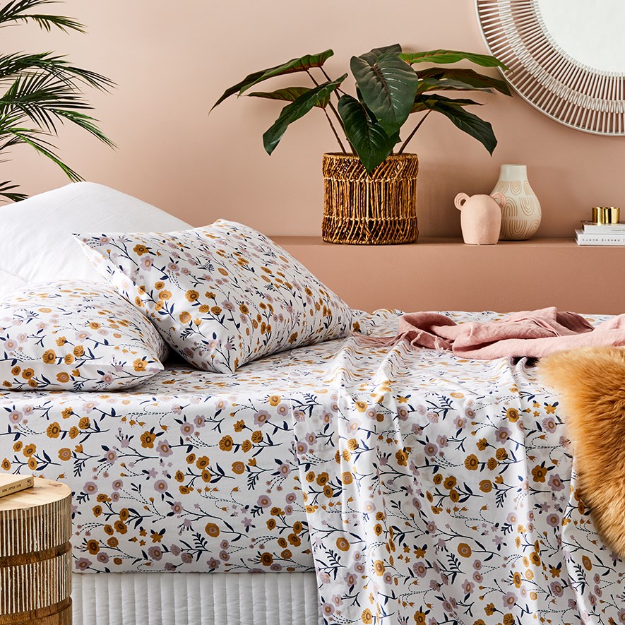 Perfect Cotton Percale Stalky Floral Sheet Set | Adairs