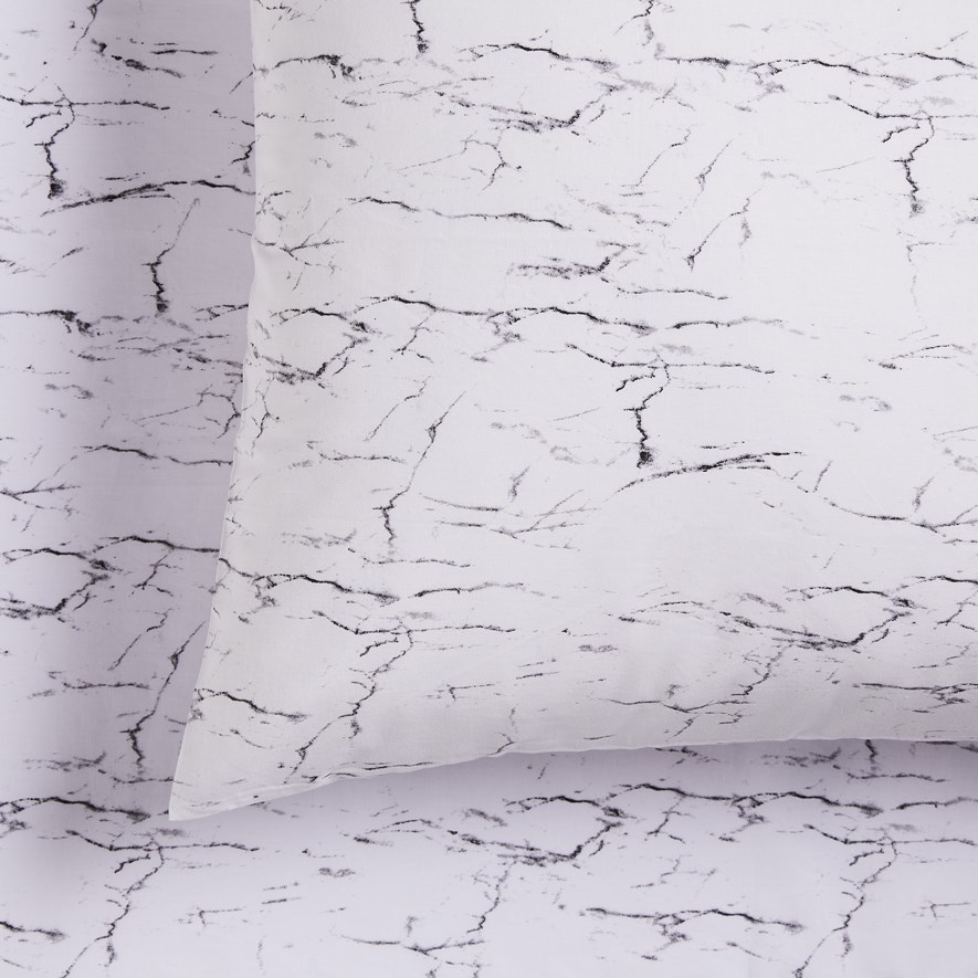 Perfect Cotton Percale White Marble Sheet Set | Adairs