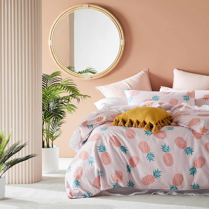 Pineapple Peach Quilt Cover Set | Adairs