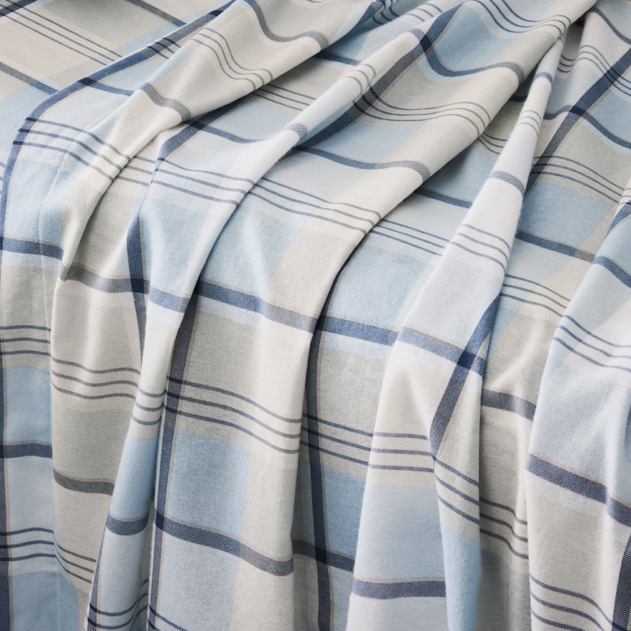Printed Flannelette Teal Check Sheet Set | Adairs