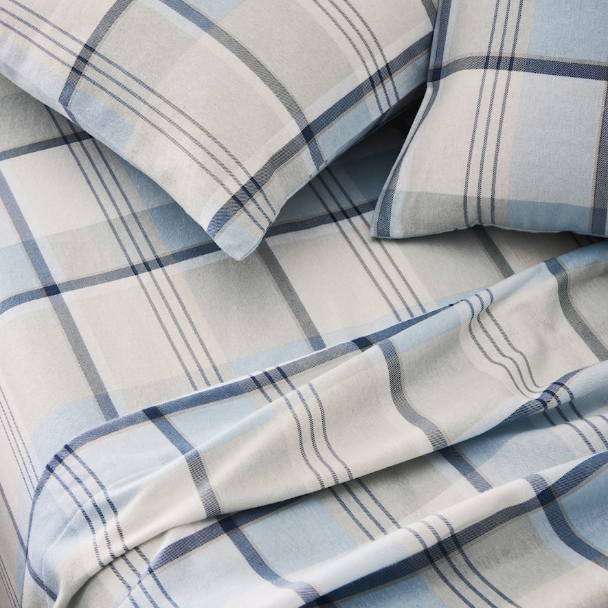 Printed Flannelette Teal Check Sheet Set | Adairs