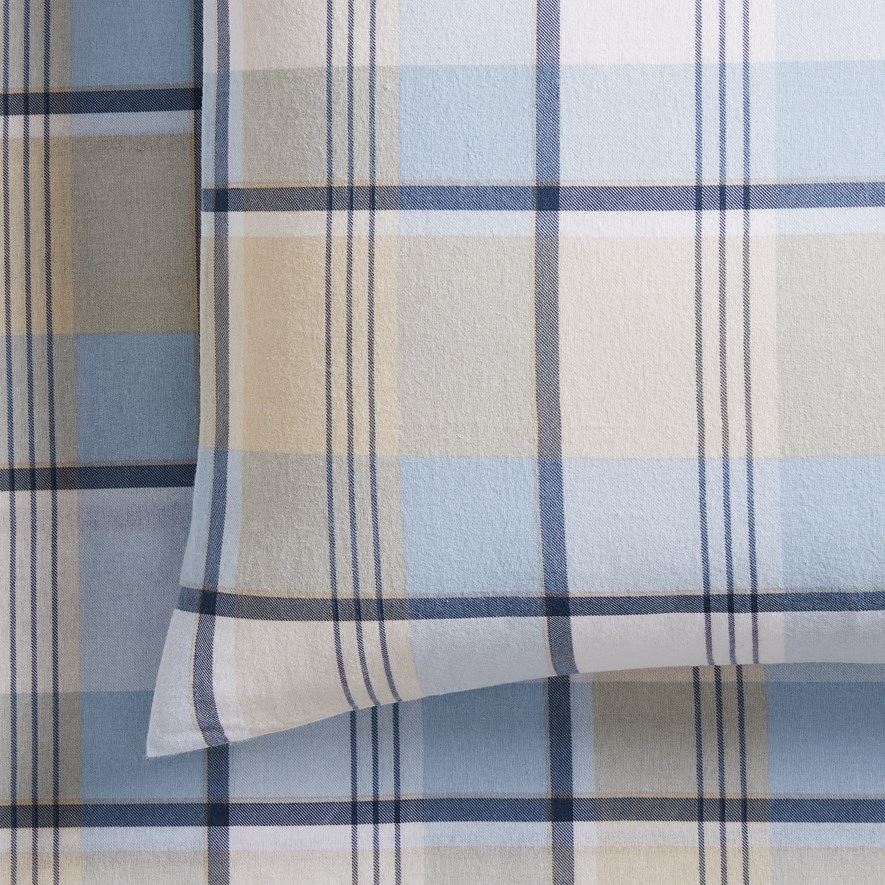 Printed Flannelette Teal Check Sheet Set | Adairs