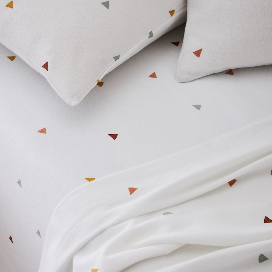 Printed Flannelette Multi Triangle Cot Sheet Set | Adairs