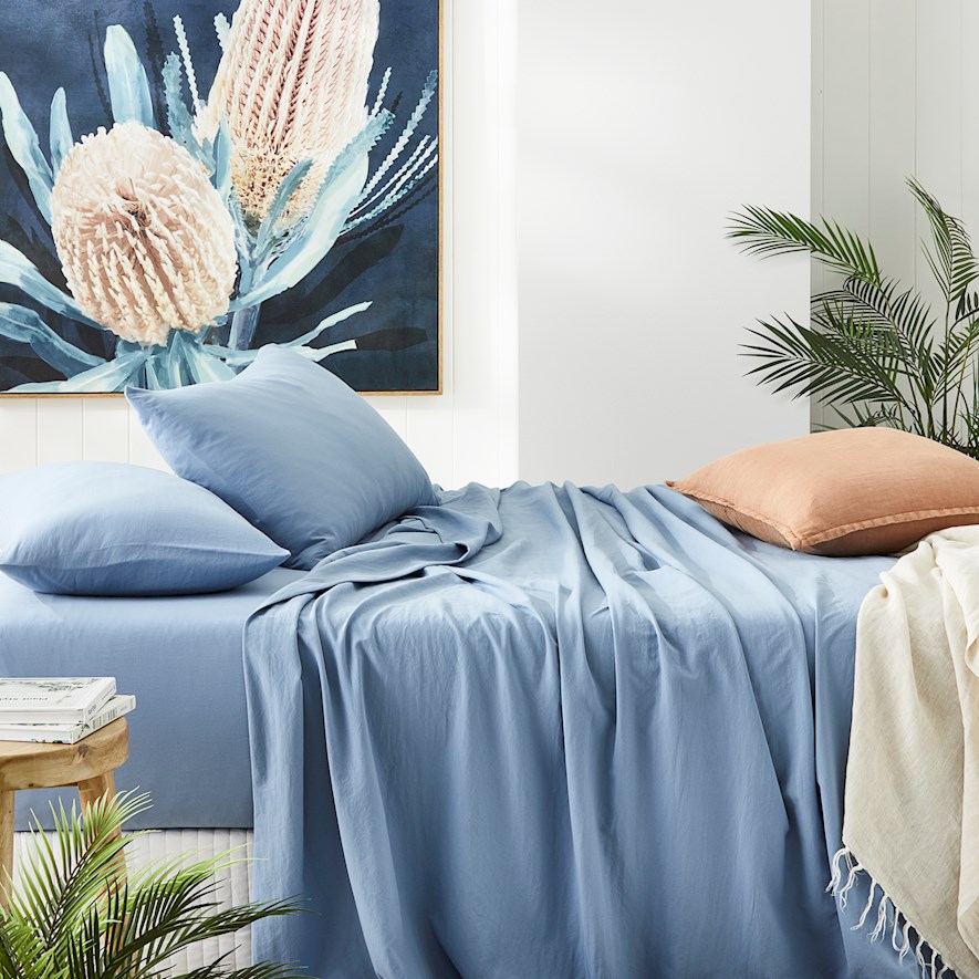 Microplush Dusty Blue Sheet Set | Adairs