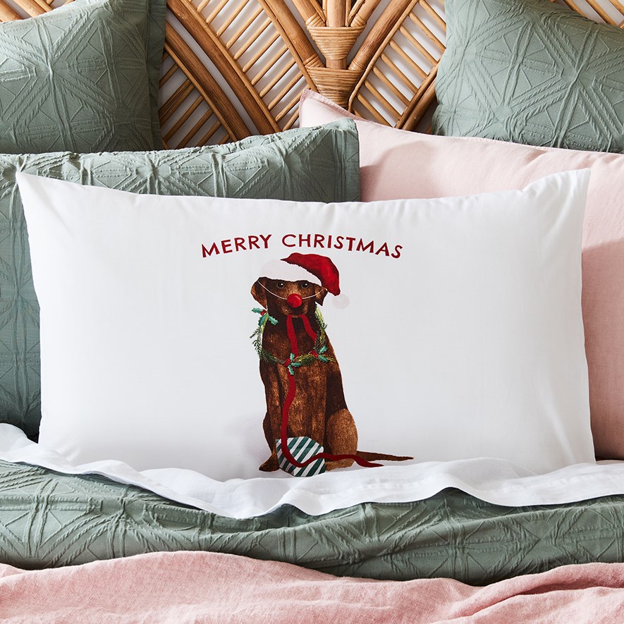 Merry Christmas Text Pillowcases | Adairs