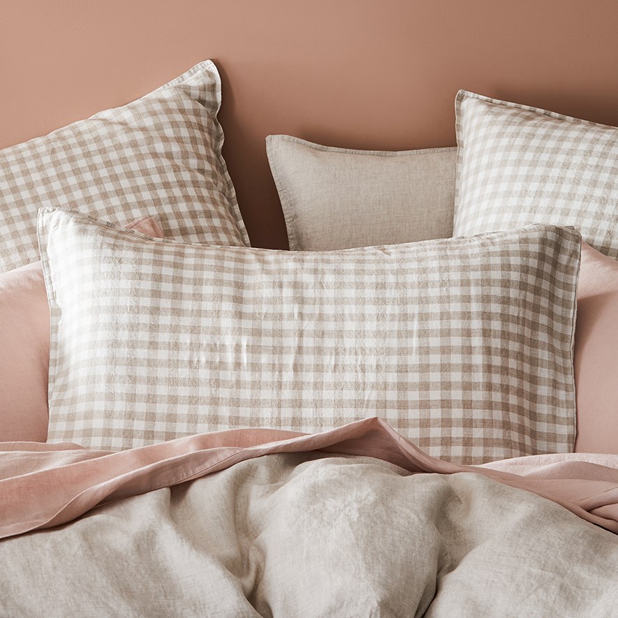 Vintage Washed Linen Linen Check Pillowcase | Adairs