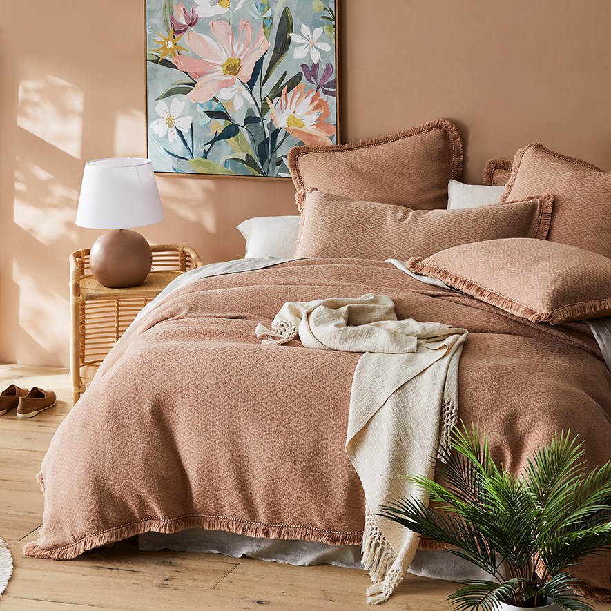 Mara Jacquard Clay Quilt Cover | Adairs