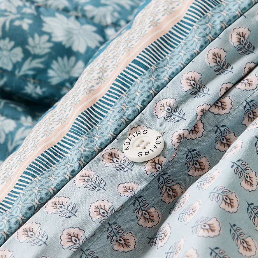 Delhi Quilted Turquoise Quilt Cover | Adairs