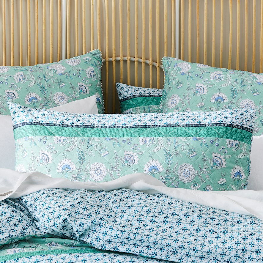Clara Turquoise Quilted Quilt Cover + Pillowcases | Adairs