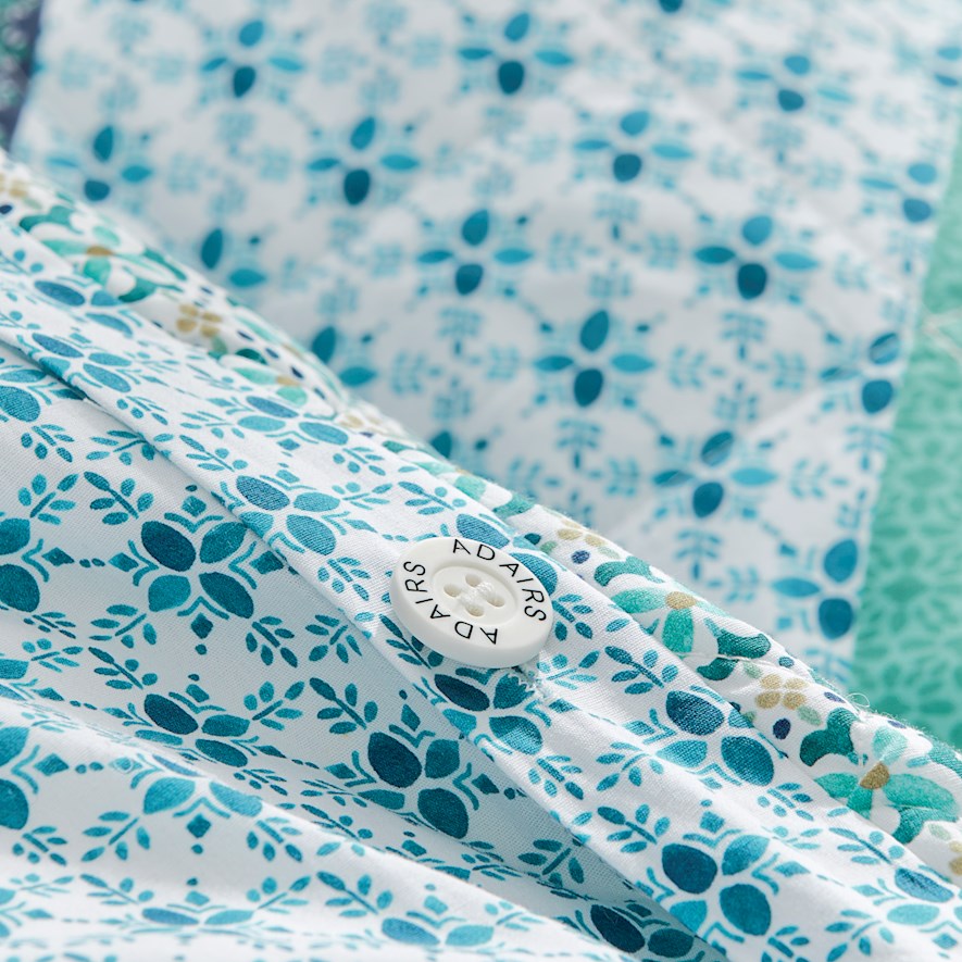 Clara Turquoise Quilted Quilt Cover + Pillowcases | Adairs