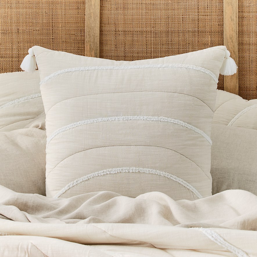 River Tufted Natural Quilted Quilt Cover | Adairs