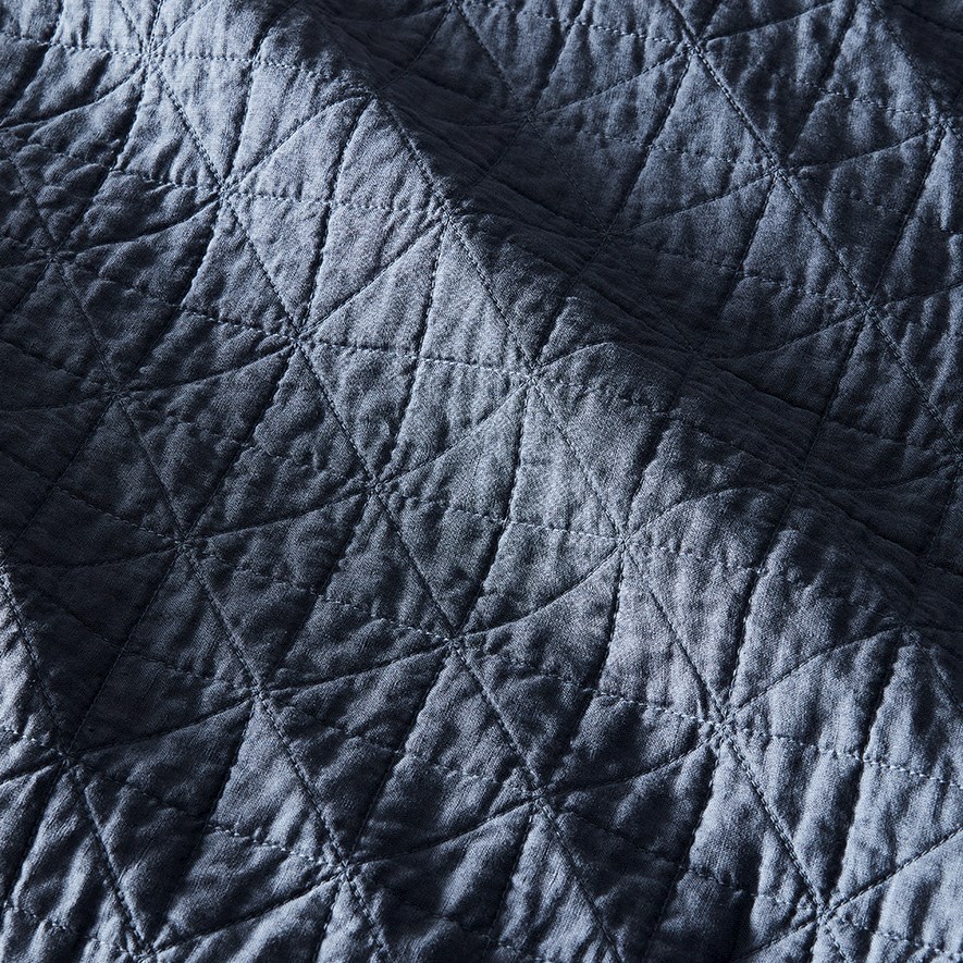 Vintage Washed Linen Steel Blue Coverlet | Adairs