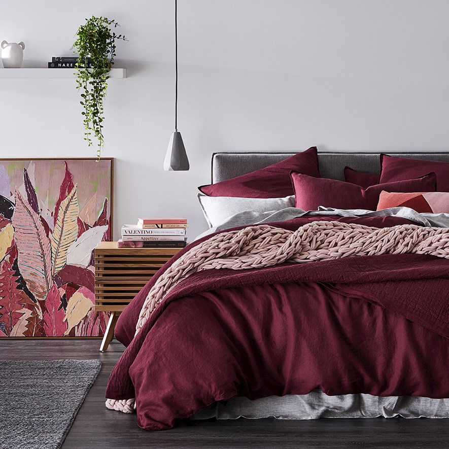 Vintage Washed Bordeaux Quilt Cover | Adairs