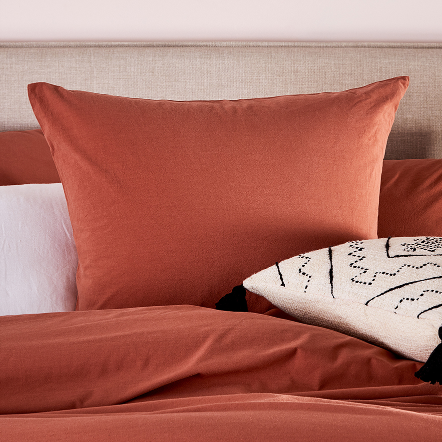 Stonewashed Cotton Clay Quilt Cover | Adairs