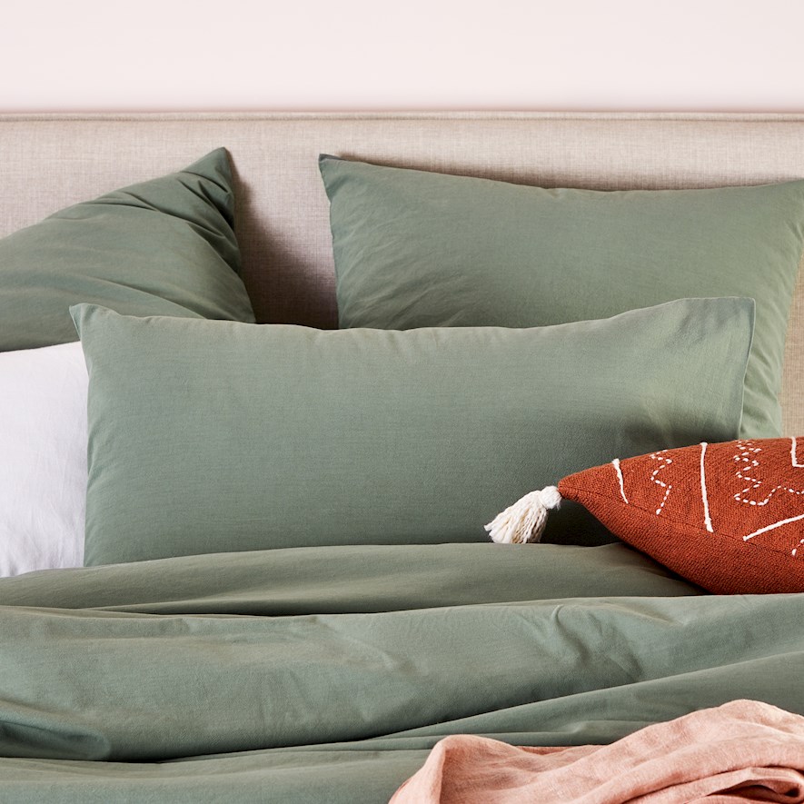 Stonewashed Cotton Fern Quilt Cover | Adairs