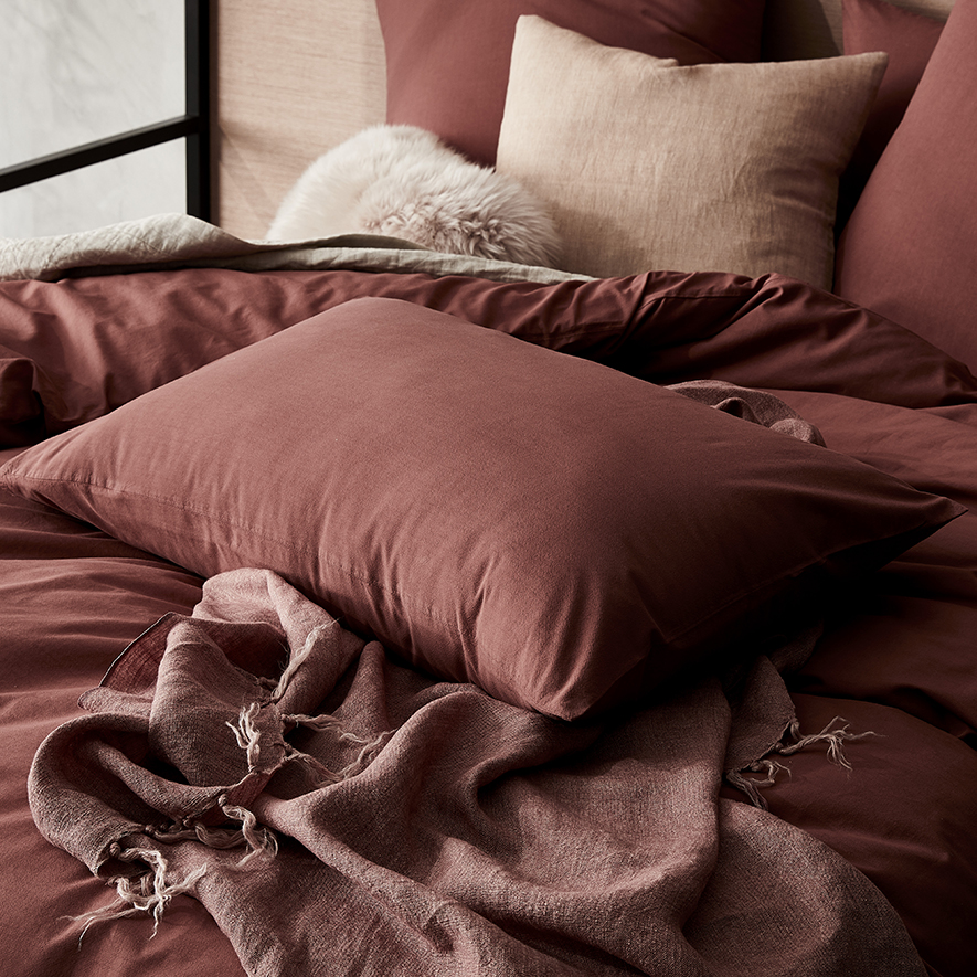 Stonewashed Cotton Quilt Cover Rust | Adairs