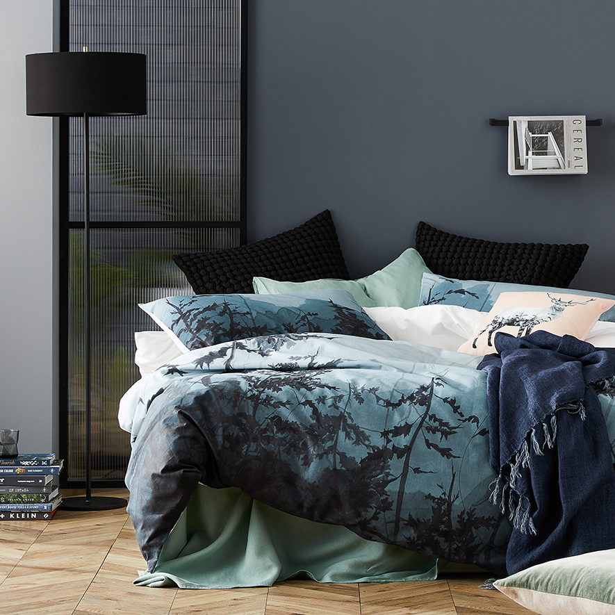 Grey Pine Quilt Cover Set in Ink | Adairs