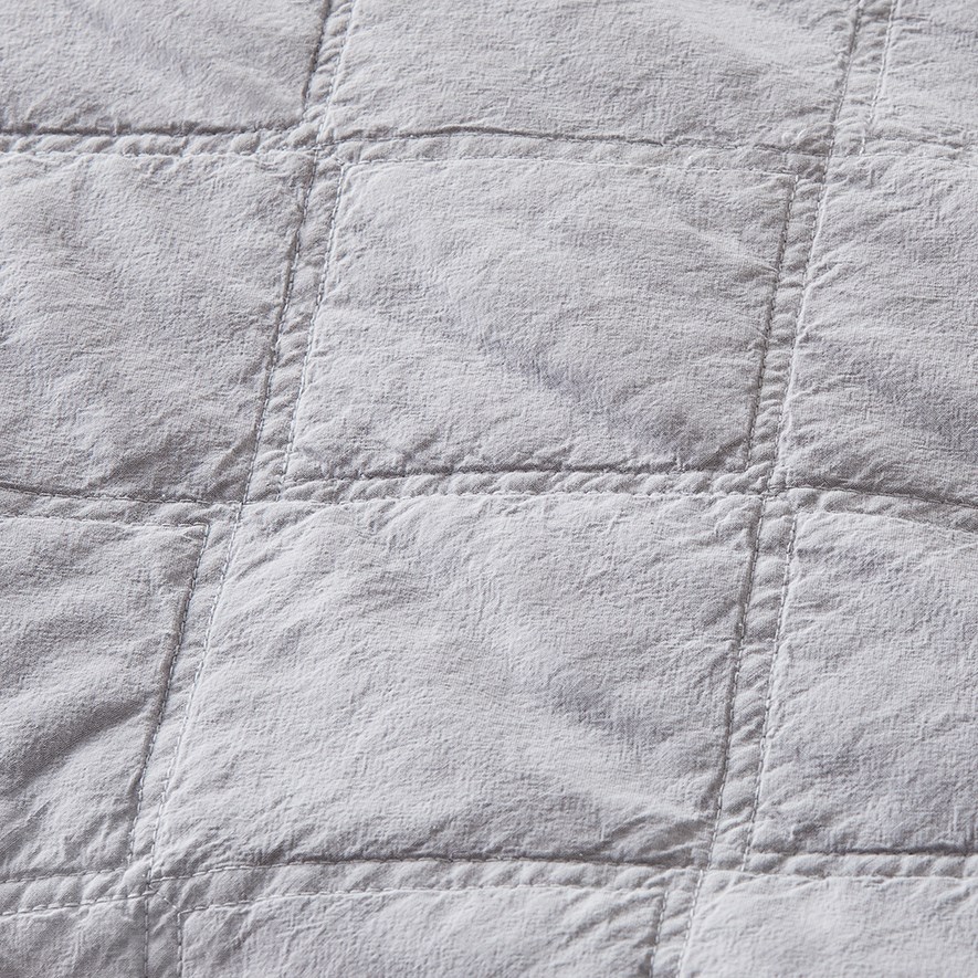 Stonewashed Cotton Silver Quilted Coverlet Separates | Adairs