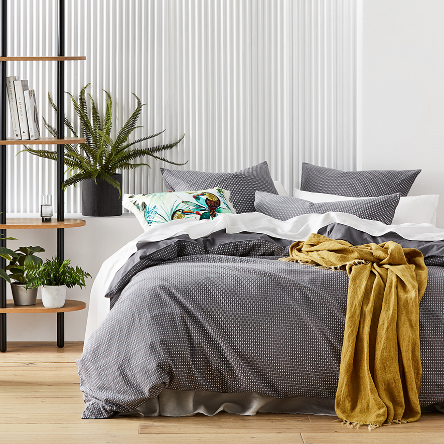 Lamont Graphite Quilt Cover Set | Adairs