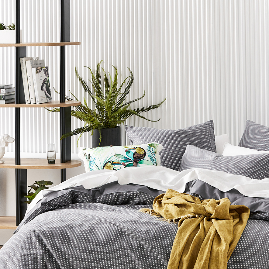 Lamont Graphite Quilt Cover Set | Adairs