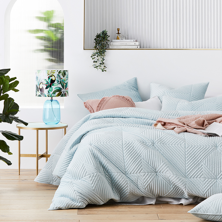 Newport Quilted Velvet Ice Quilt Cover | Adairs