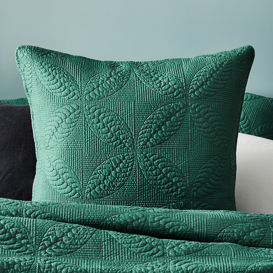 Ava Quilted Fern Coverlet | Adairs