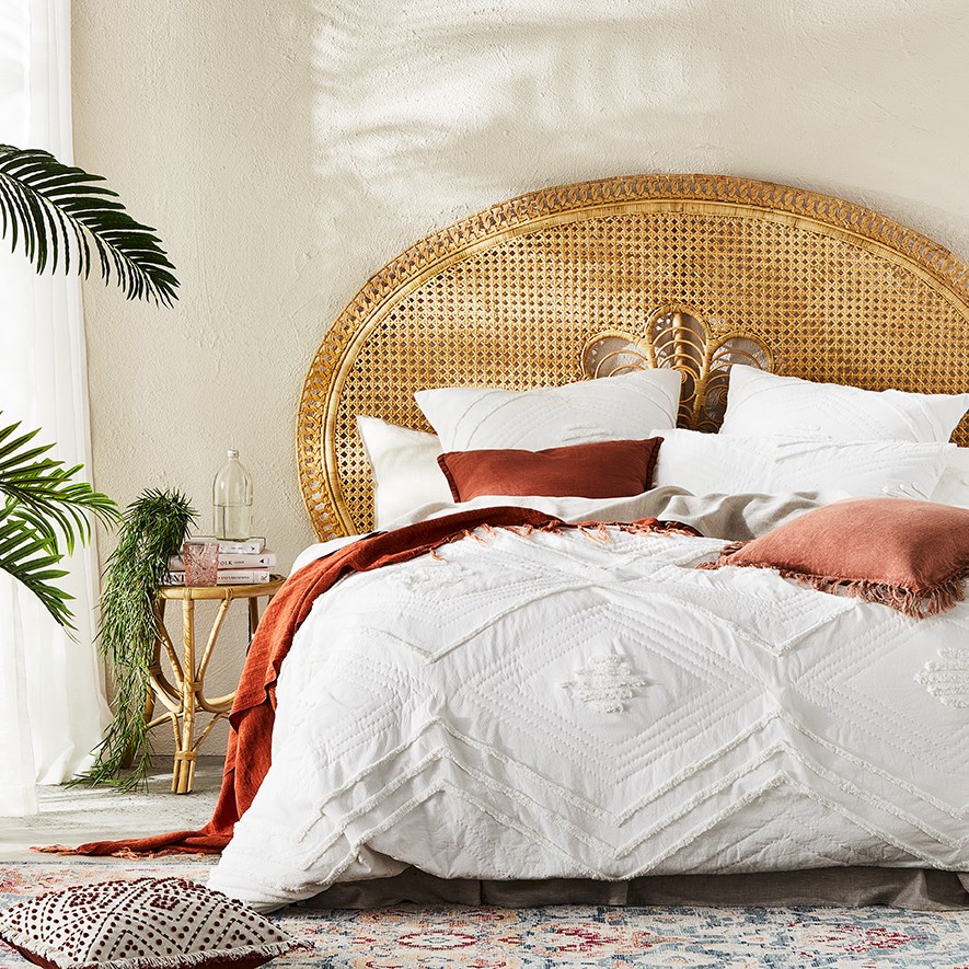 Chakra Natural Quilted Chenille Quilt Cover | Adairs